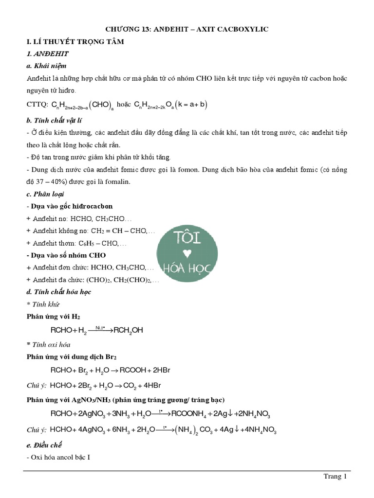 Andehit - Axit Cacboxylic PDF | PDF