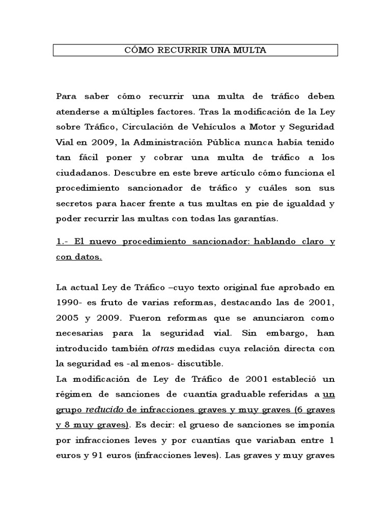 Cómo Recurrir Una Multa | PDF | Multa (pena) | Estatuto de limitaciones