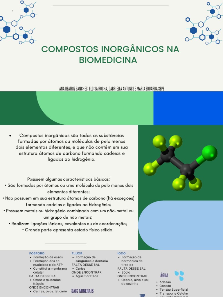 Compostos Inorganicos | PDF | Imagiologia médica | Moléculas