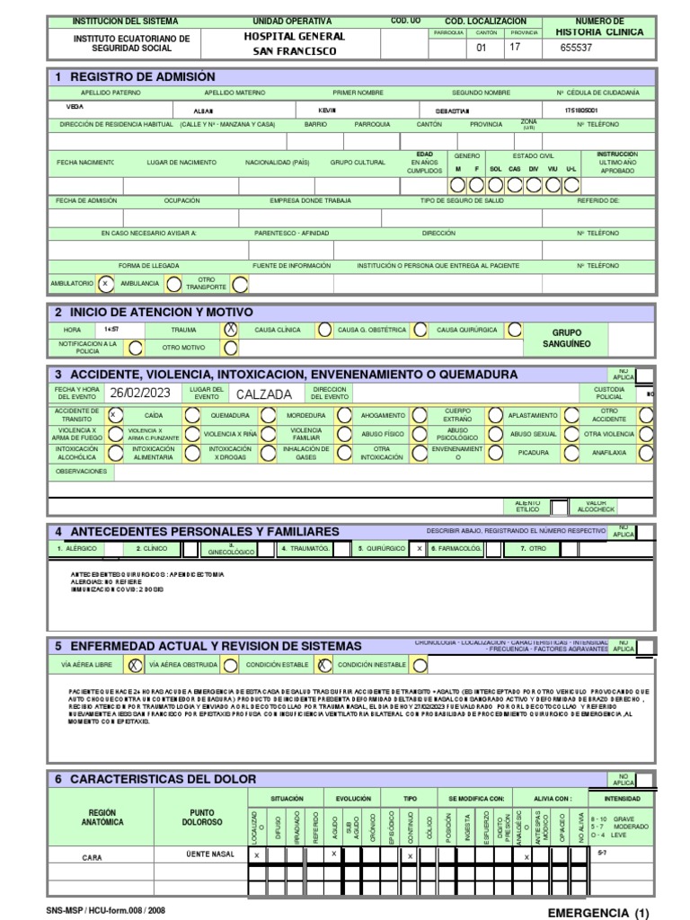 Formulario 008 MSP PDF | PDF | Alergia | Especialidades Medicas