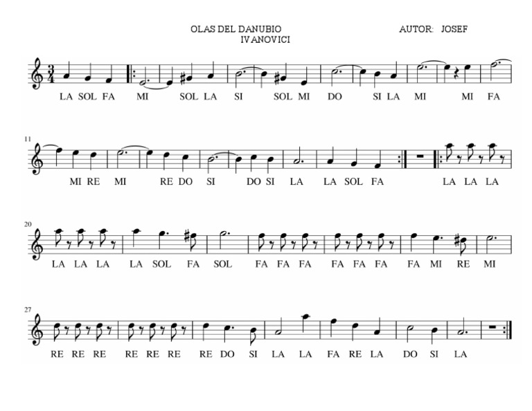 Olas Del Danubio Partitura Melodica | PDF