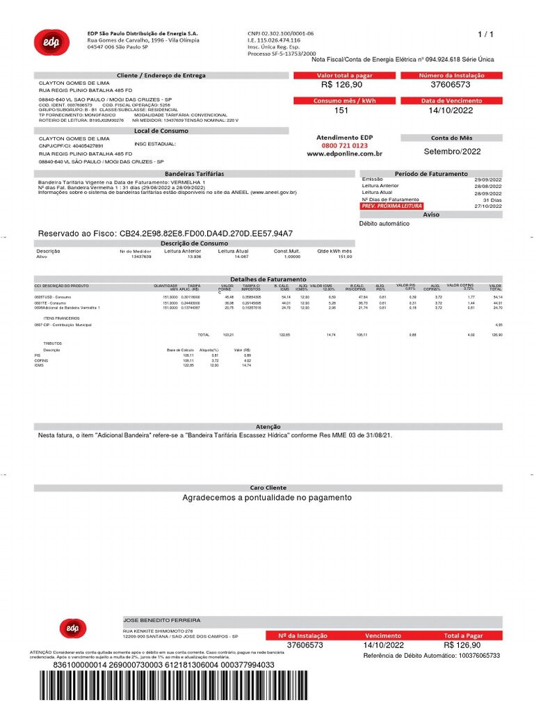 Edp VC 14.10.22 Mog (Conta Luz) | PDF