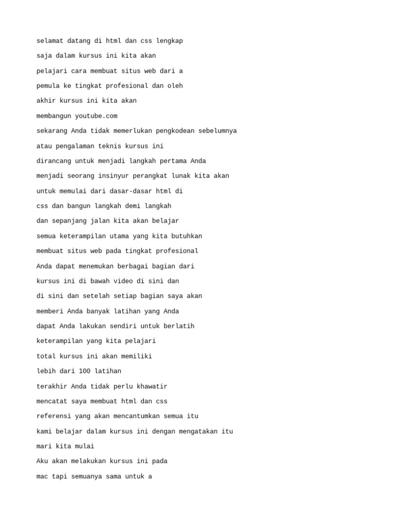 (Indonesian) HTML & CSS Full Course - Beginner To Pro (DownSub - Com) | PDF