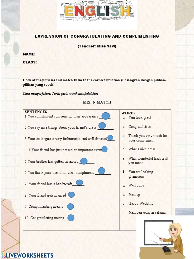 Look at The Phrases and Match Them To The Correct Situation (Pasangkan ...
