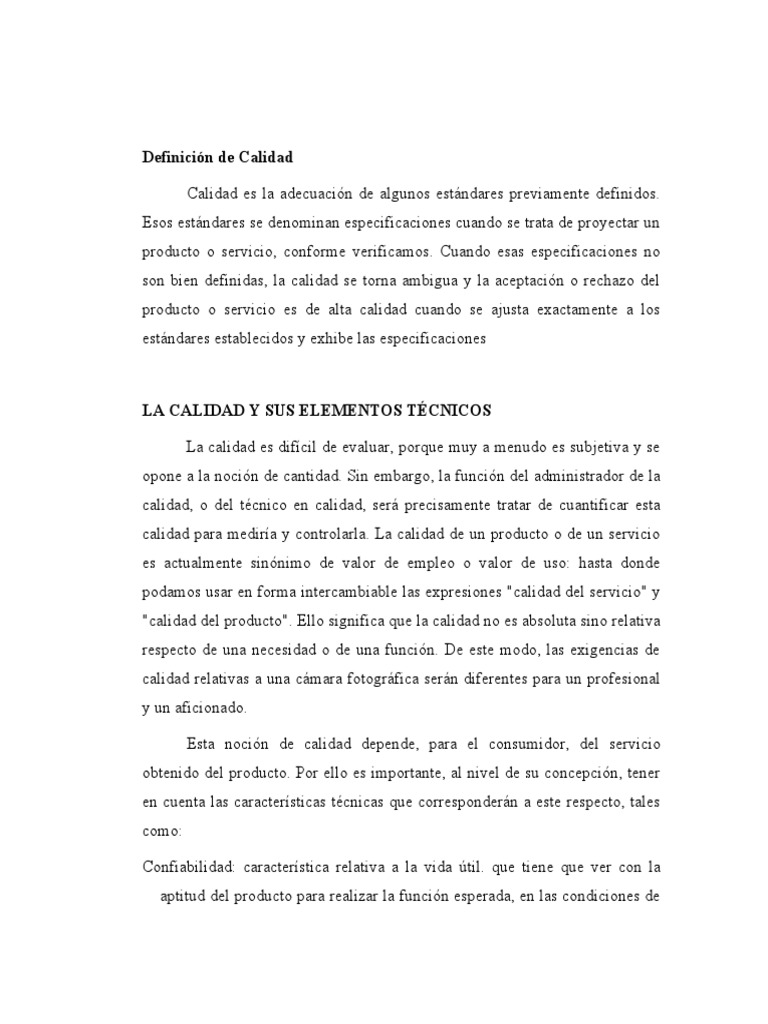 Definición de Calidad | PDF | Calidad (comercial) | Producto (Negocio)