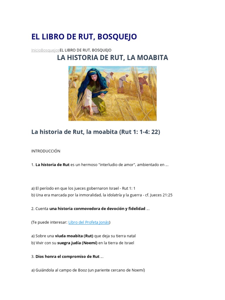 Bosquejo del Libro de Rut | PDF | Libro de rut | Noemí (figura bíblica)