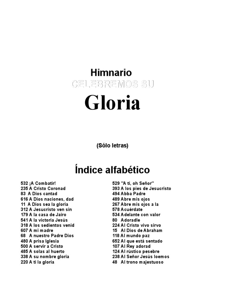 Himnario Celebremos Su Gloria (Letras) | PDF | Cristo (título) | Salvación