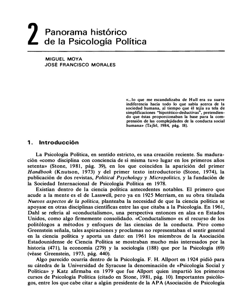 2 Panorama Histórico de La Psicología Política PDF | PDF | Sicología ...