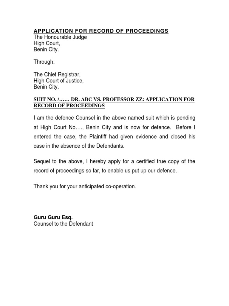 Application For Record of Proceedings PDF | PDF | Religion & Spirituality