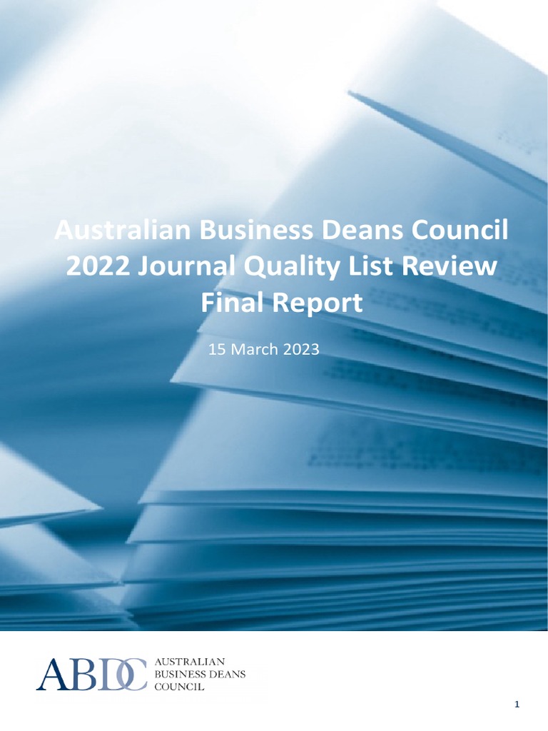 ABDC 2022 Journal Quality List Review Report 150323 | PDF ...