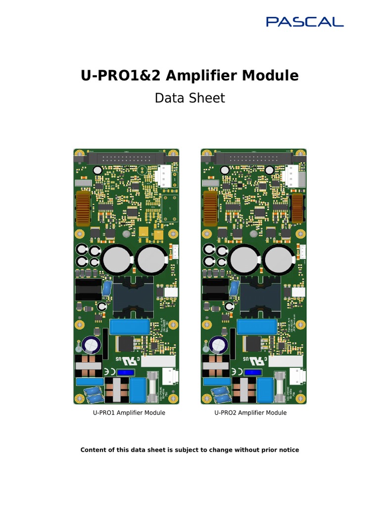 Pascal-Audio U-Pro1-2 Data Sheet 1 1 | PDF