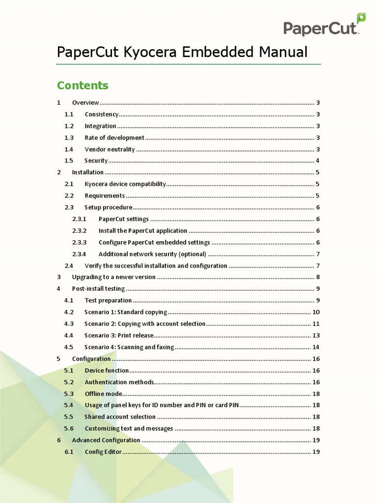 PaperCut MF - Kyocera Embedded Manual - 2015-09-03 | PDF | Personal ...