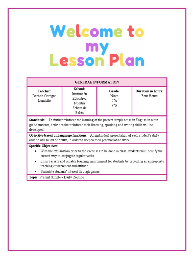 Present Simple - Lesson Plan | PDF | English Language | Educational ...