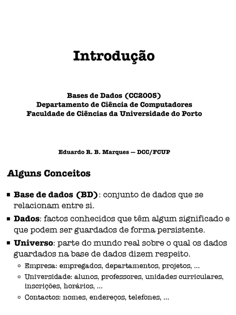 BD Intro | PDF | Bancos de dados | SQL BD Intro | PDF | Bancos de dados | SQL
