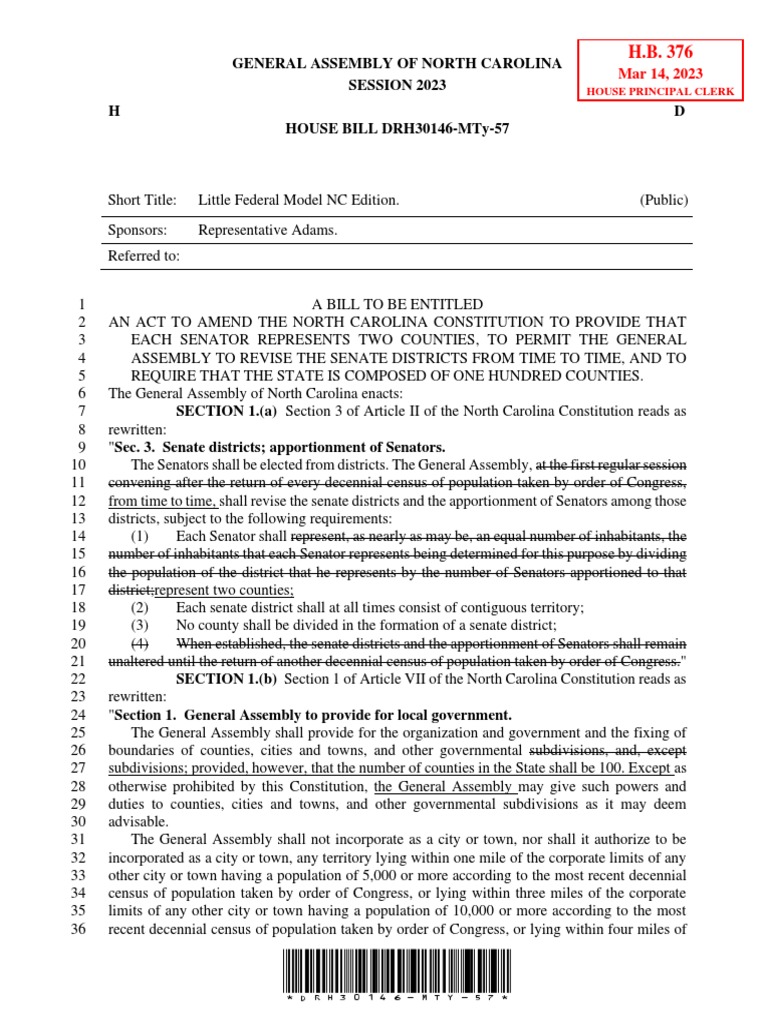 House Bill 376 | PDF | Constitutional Amendment | North Carolina ...