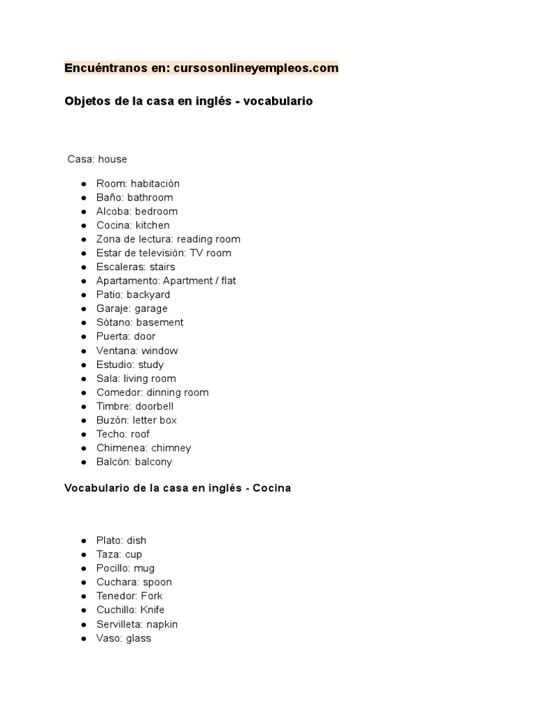 Household Objects in English - A Comprehensive Vocabulary Guide | PDF ...