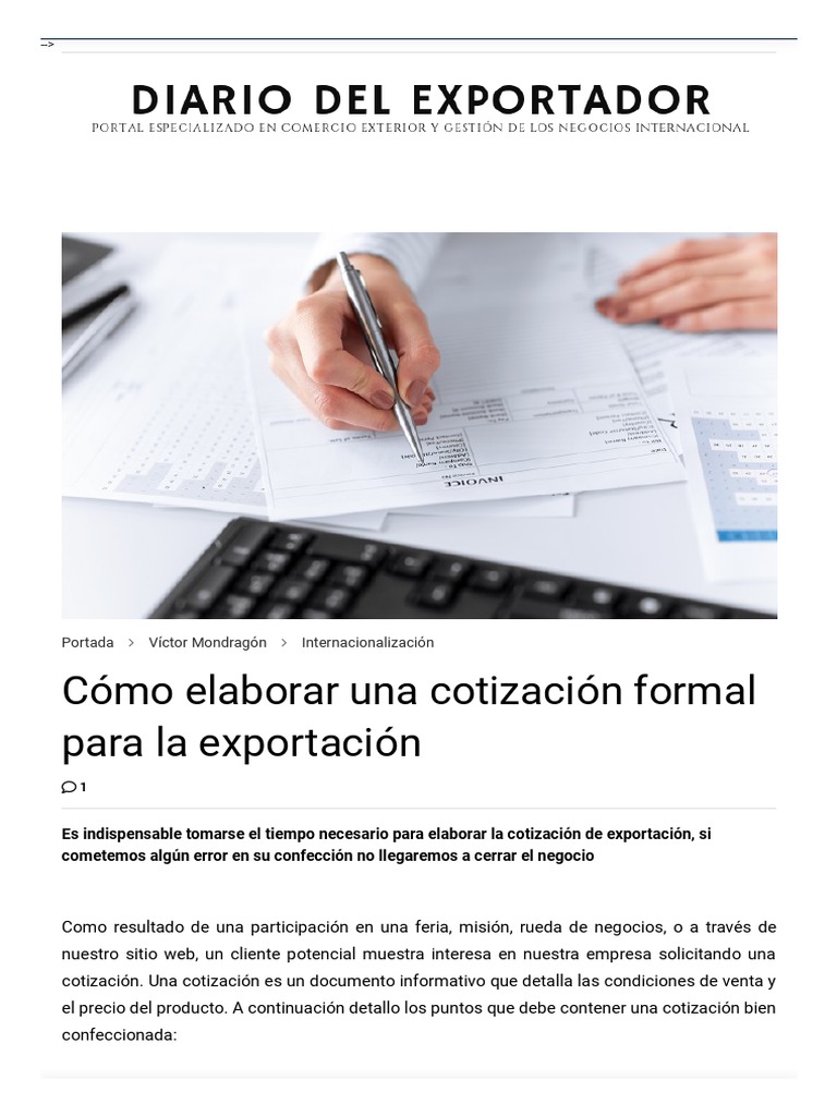 Cómo Elaborar Una Cotización Formal para La Exportación | PDF | Cartón ...
