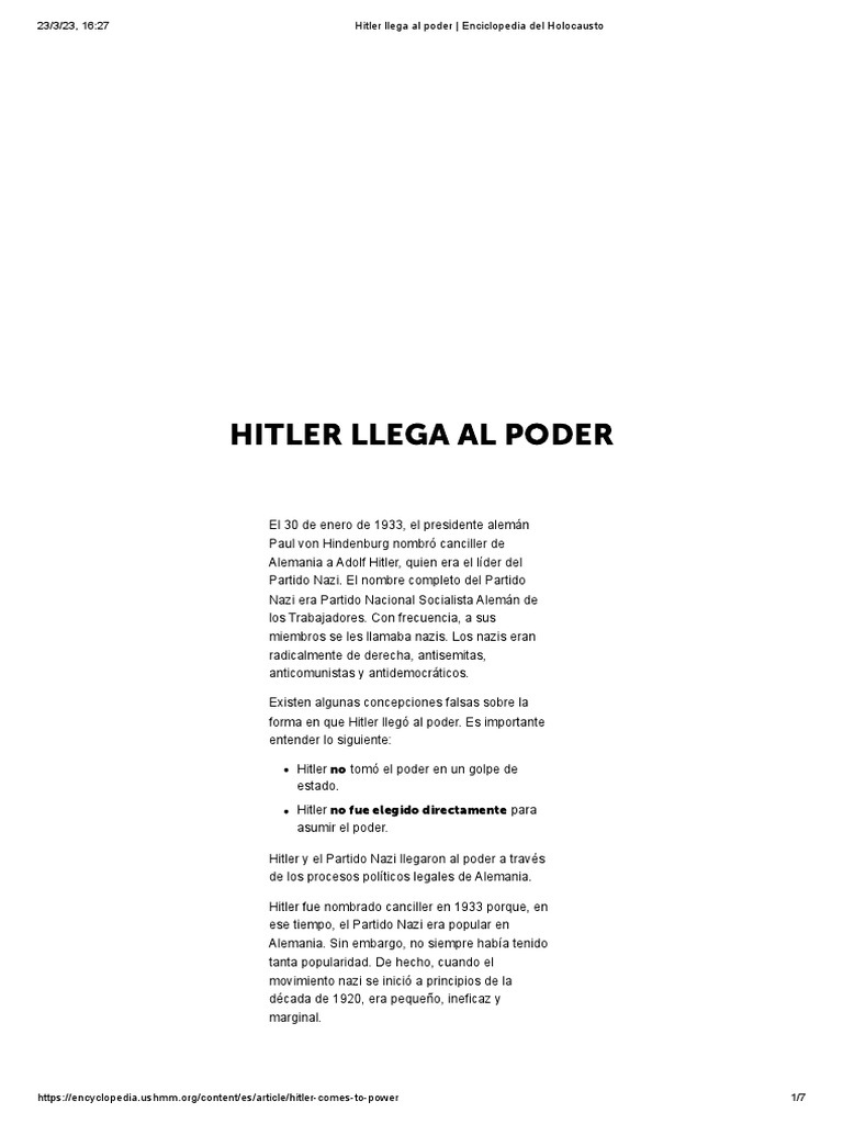 Cómo Hitler llegó al poder en 1933 | PDF | Alemania nazi | Adolf Hitler