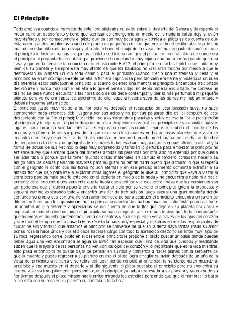 El Principito Resumen | PDF | El Principito