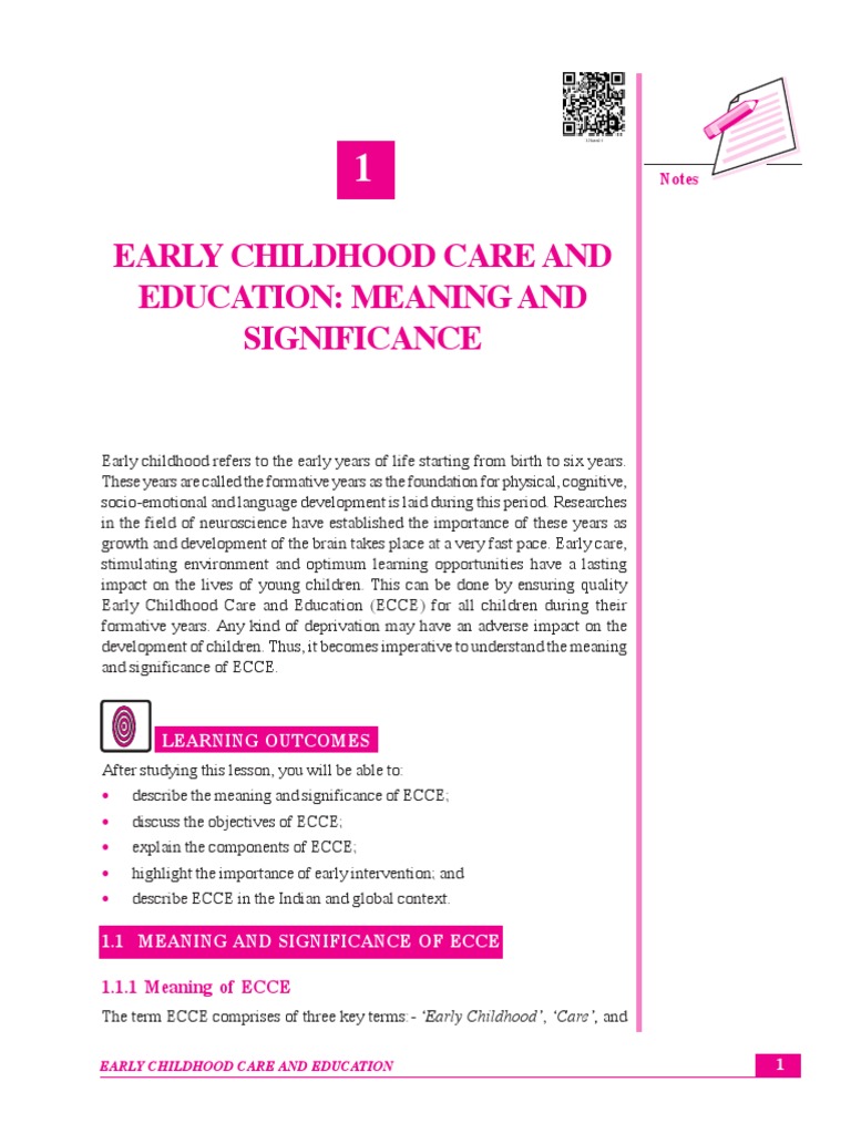 1 Early Childhood Care and Education Meaning and Significance | PDF ...
