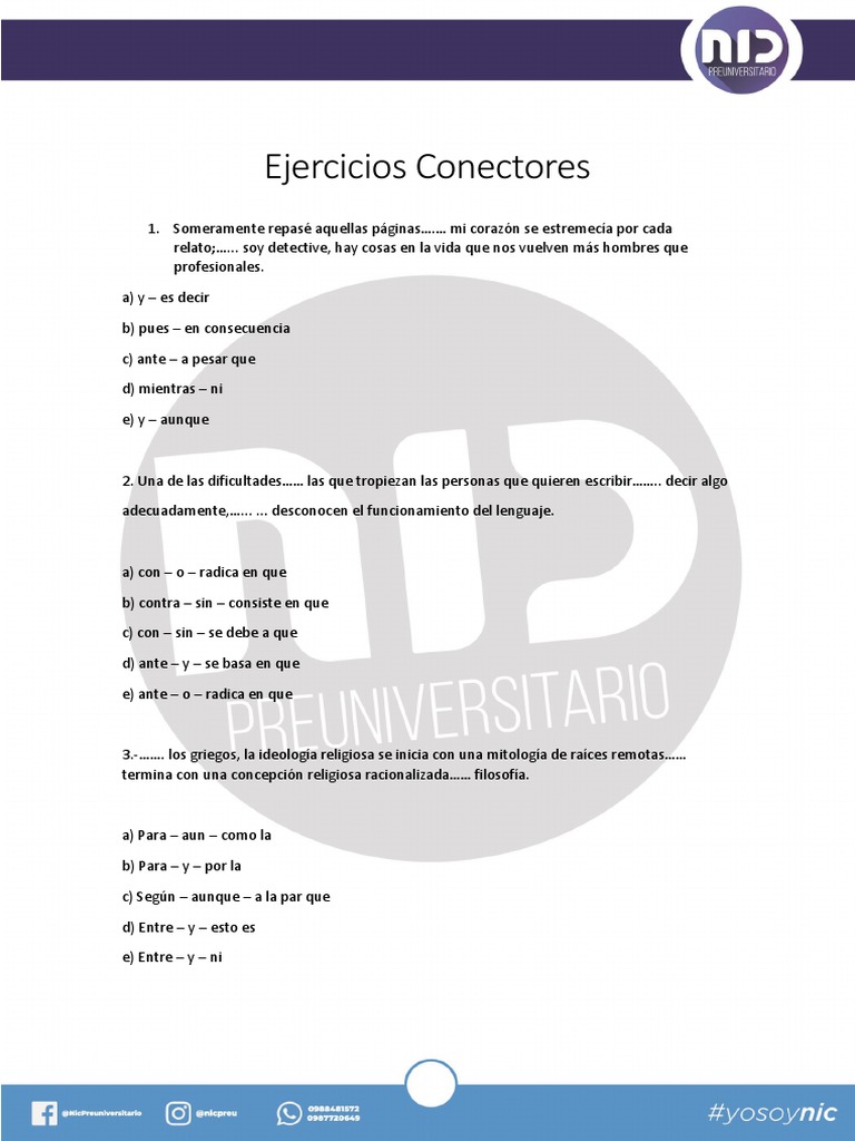 Ejercicios de Conectores en Español | PDF | Dom | Tierra