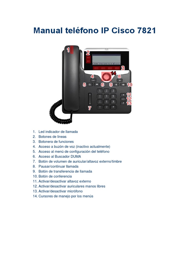 Manual Telefono Ip Cisco 7821 | PDF | Teléfono | Auriculares