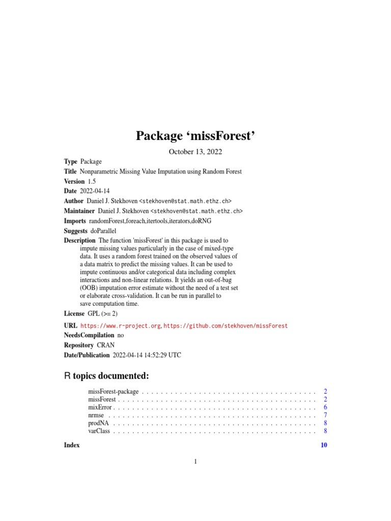 Miss Forest | PDF | Matrix (Mathematics) | Mean Squared Error