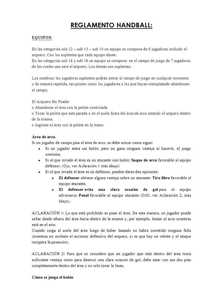 Reglamento Handball: Normas y Reglas | PDF | Deportes | Variantes ...