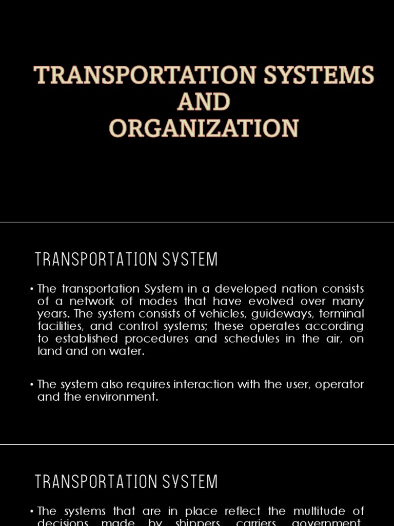 The Evolution and Interconnected Nature of Transportation Systems | PDF ...