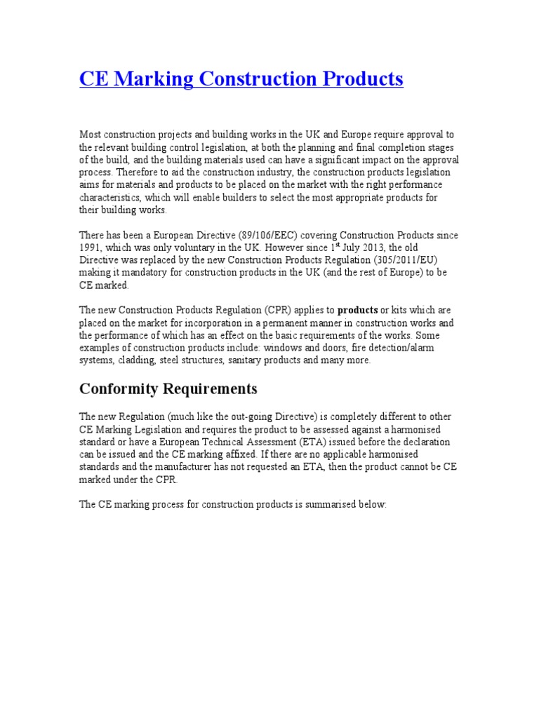 CE Marking Construction Products | PDF | European Union | European ...