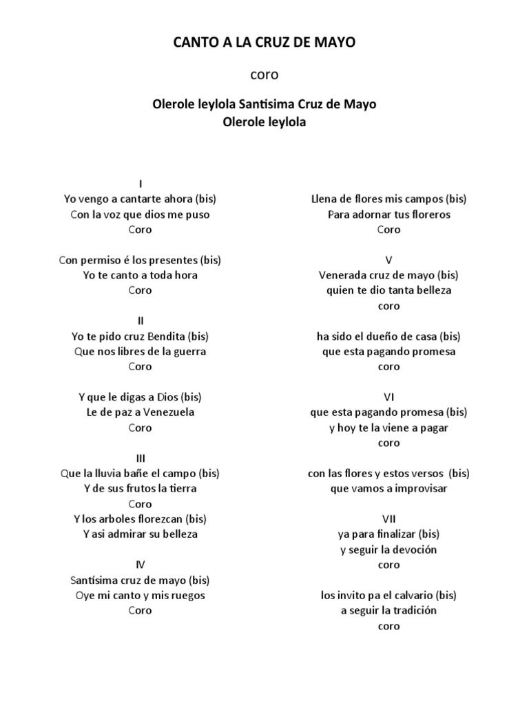 Canto A La Cruz De Mayo Pdf