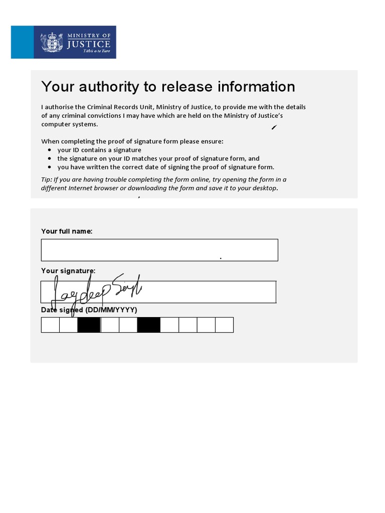 Request for Criminal Record Information and Instructions for Completing ...