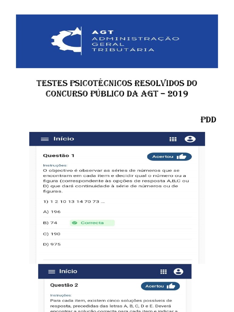 Testes Psicotécnicos Agt - 2019 | PDF