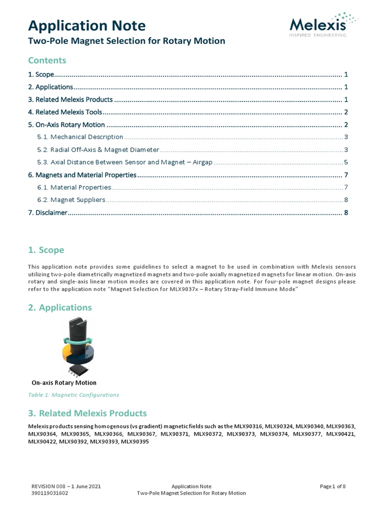 Magnet Selection Homogenous Field Application Note Melexis Pdf