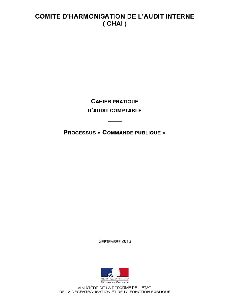 Cahier Pratique Commande Publique | PDF | Contrôle interne | Audit