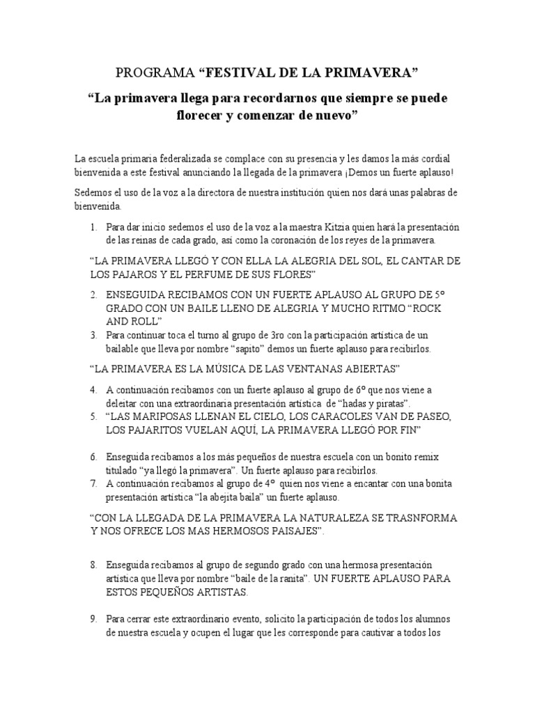 PROGRAMA FESTIVAL DE LA PRIMAVERA | PDF