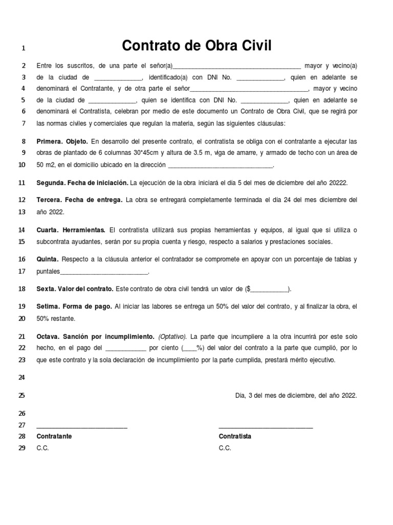 Contrato de Obra Civil | PDF
