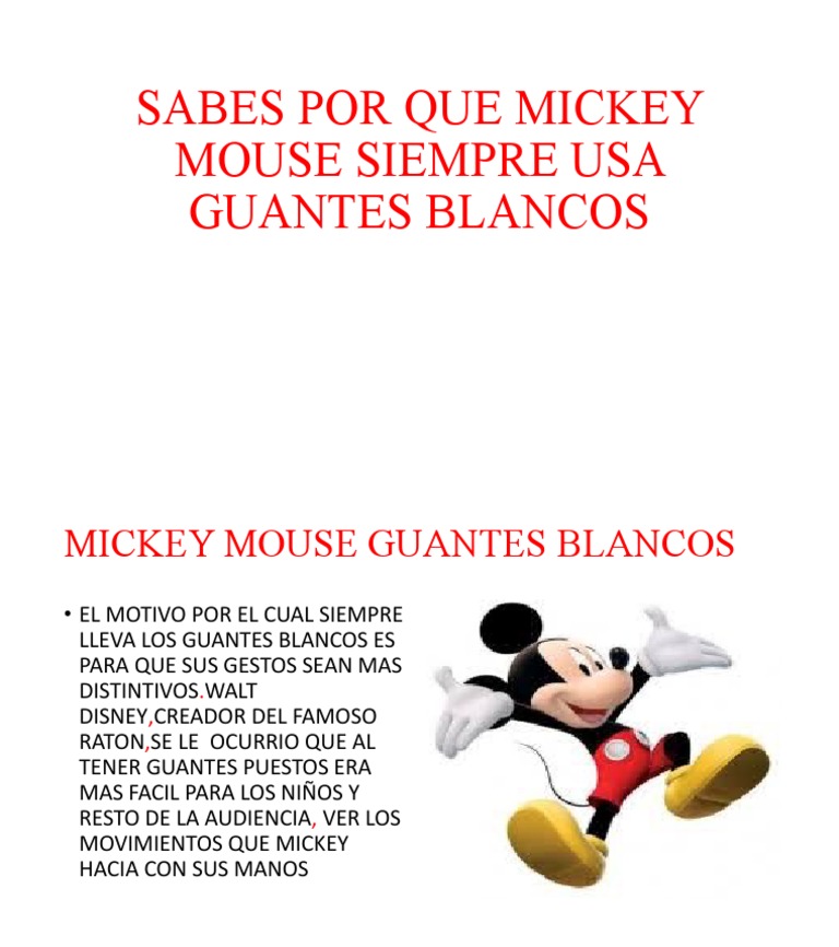 Sabes Por Que Mickey Mouse Siempre Usa Guantes | PDF Sabes Por Que Mickey Mouse Siempre Usa Guantes | PDF