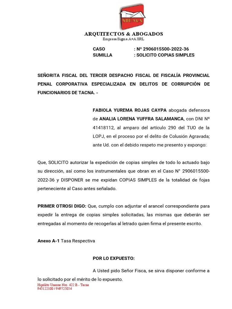 Solicito Copias Simples | PDF