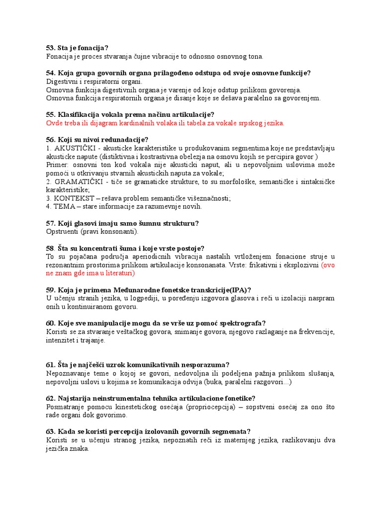 Fonetika - Pitanja I Odgovori 2 | PDF