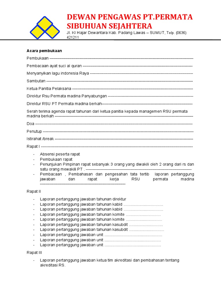 Rekomendasi Rundown Acara Rapat Kerja | PDF