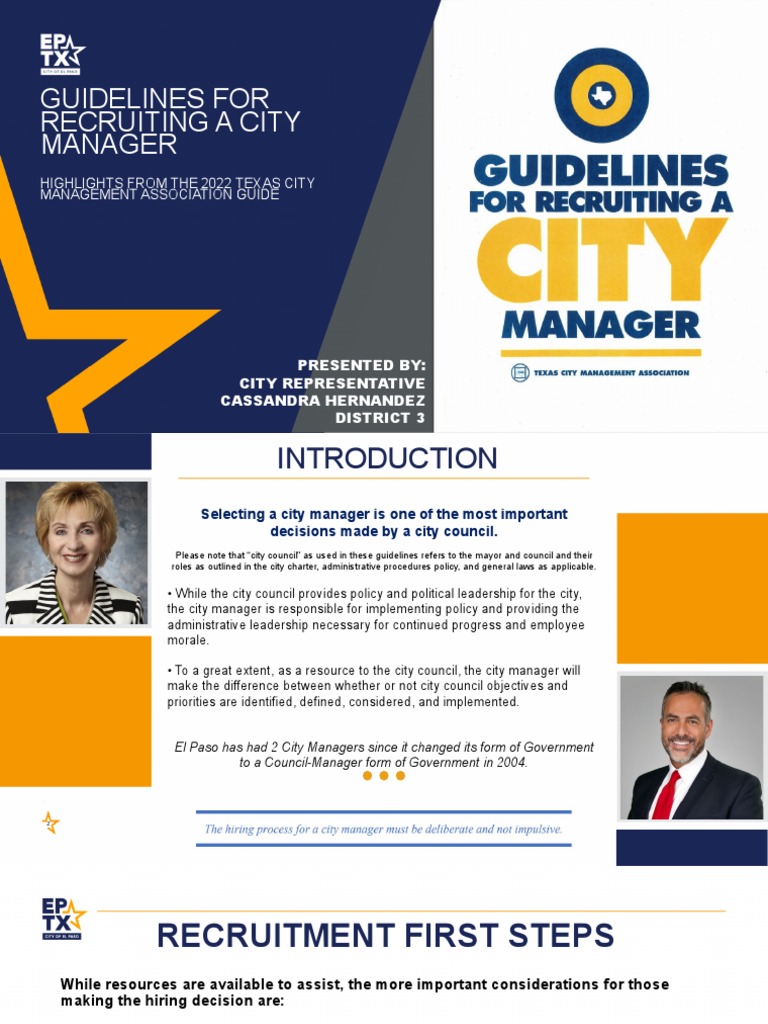 Guidelines For Recruiting A City Manager by The Texas City Management Association | PDF ...
