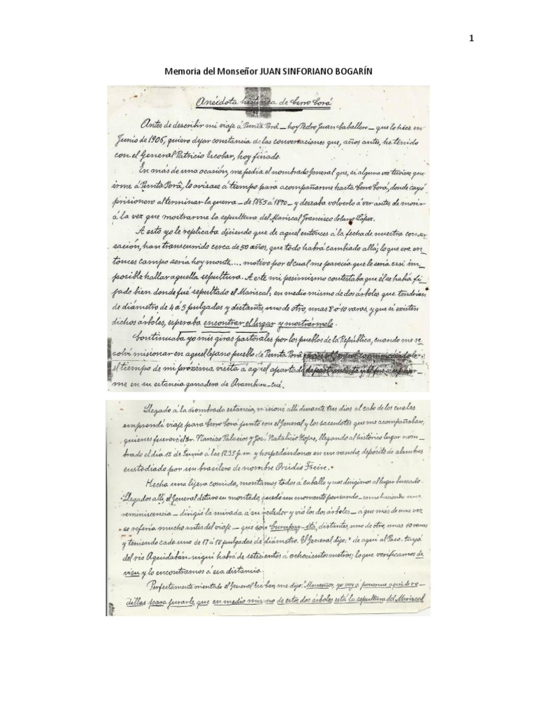 Memoria Del Monseñor JUAN SINFORIANO BOGARÍN | PDF