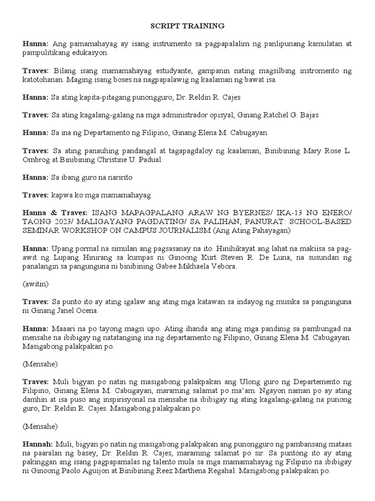 Script Training | PDF