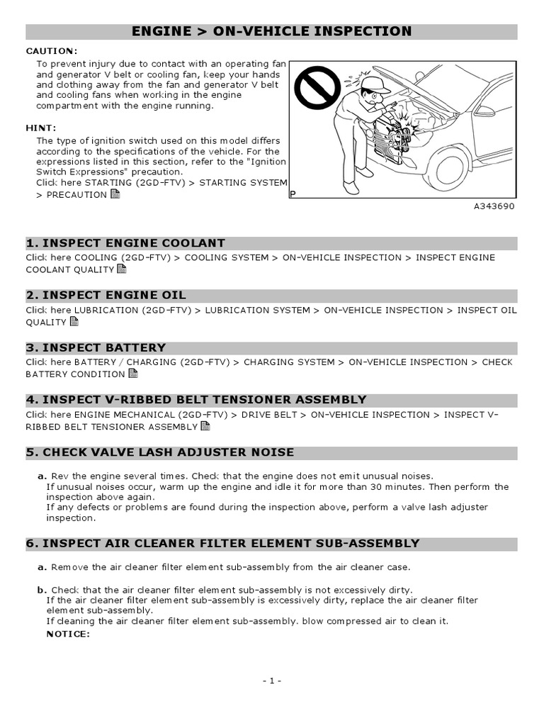 2GD-FTV Engine Inspection Guide | PDF | Belt (Mechanical) | Fuel Injection