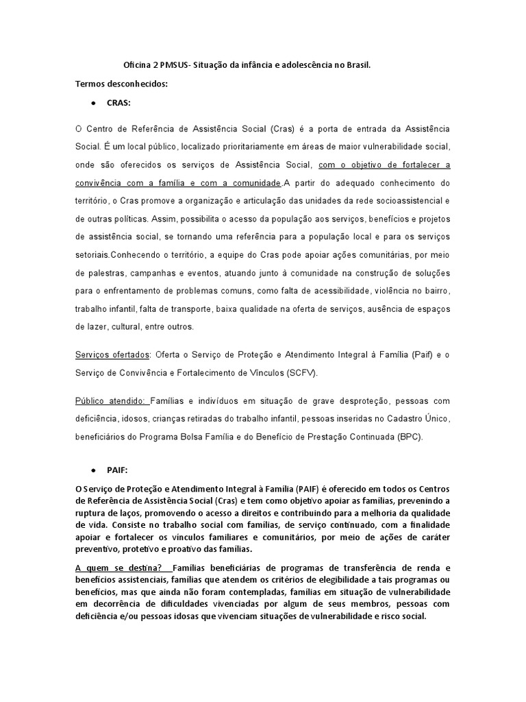 Oficina 2 PMSUS.docx | PDF | Taxa de mortalidade | Família