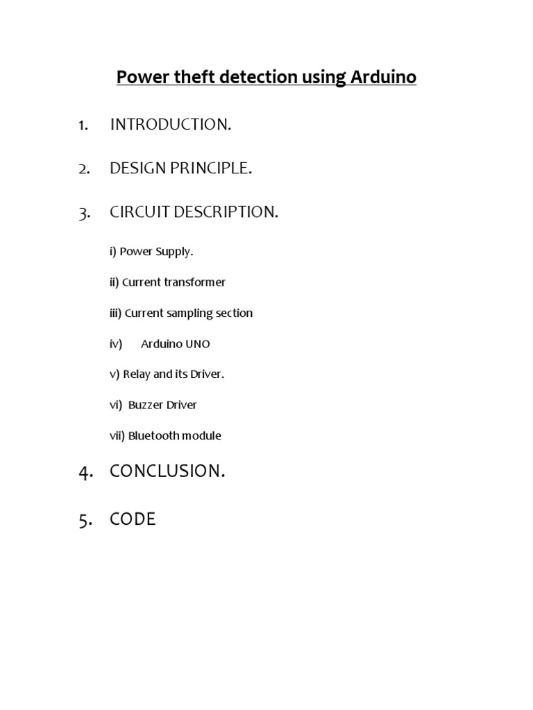 Power Theft Detection Using Arduino - Abstarct | PDF | Relay ...