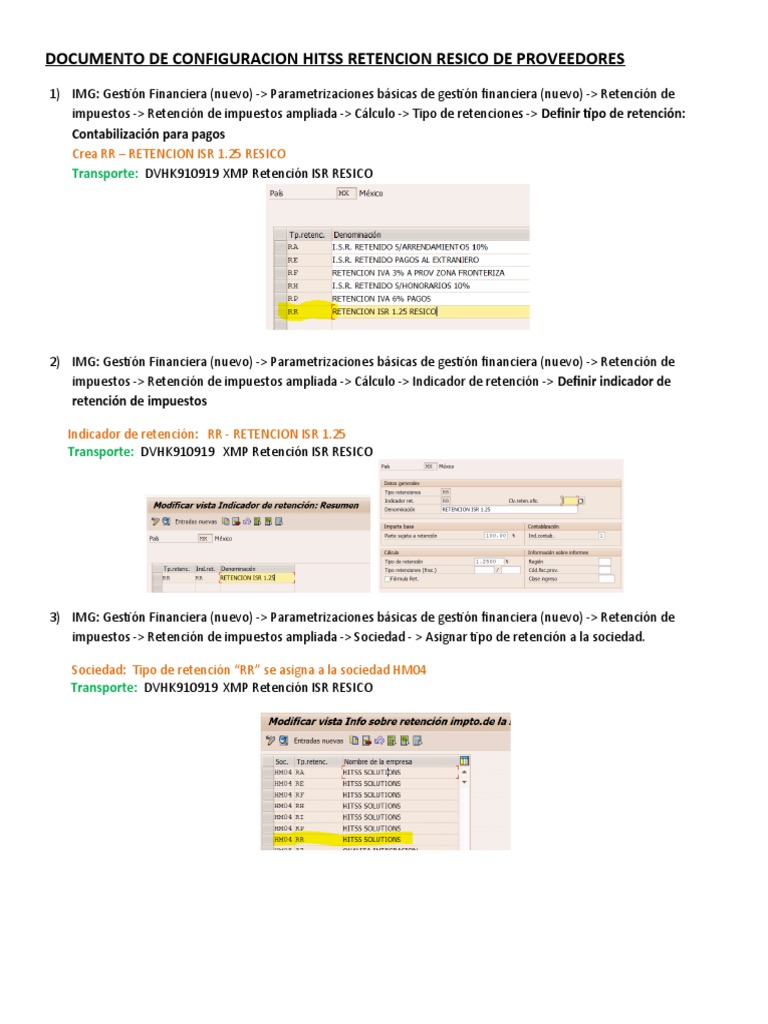 Configuración Retención para Proveedores RESICO | PDF