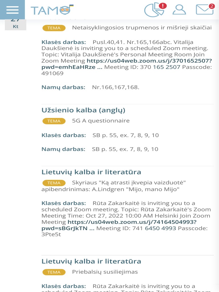 Mokinio Pamokos | PDF