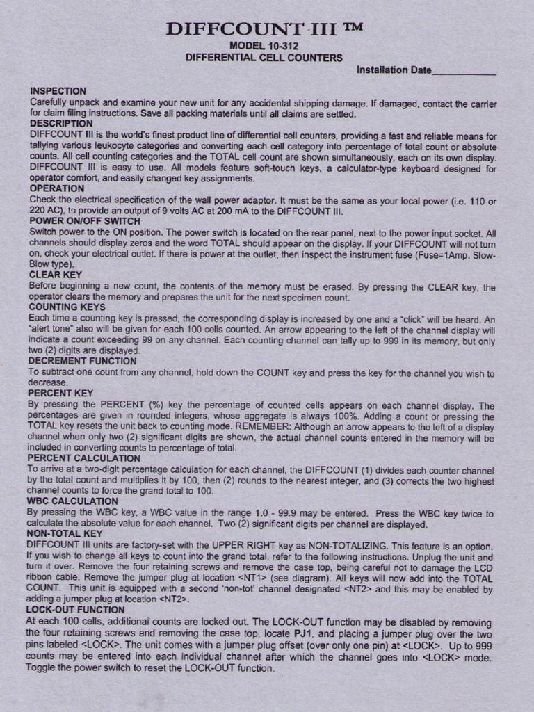 Diffcount III 10 312 Manual | PDF